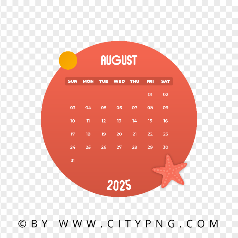August 2025 Calendar Png Transparent - Printable Templates Hub