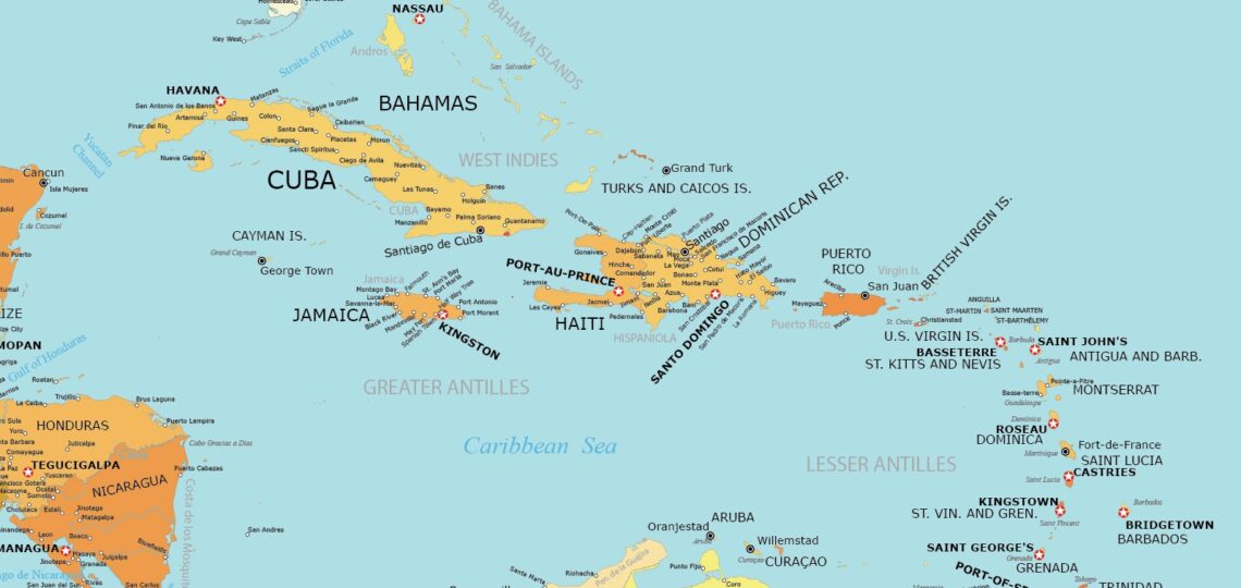 Printable Caribbean Map - Printable Templates Hub