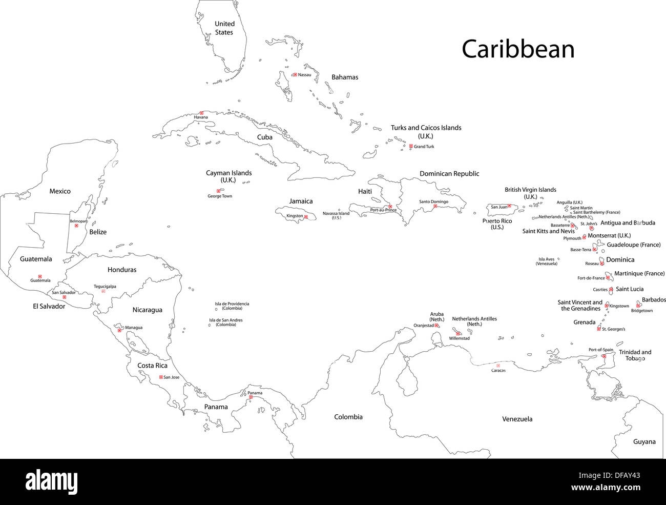 Printable Caribbean Map - Printable Templates Hub