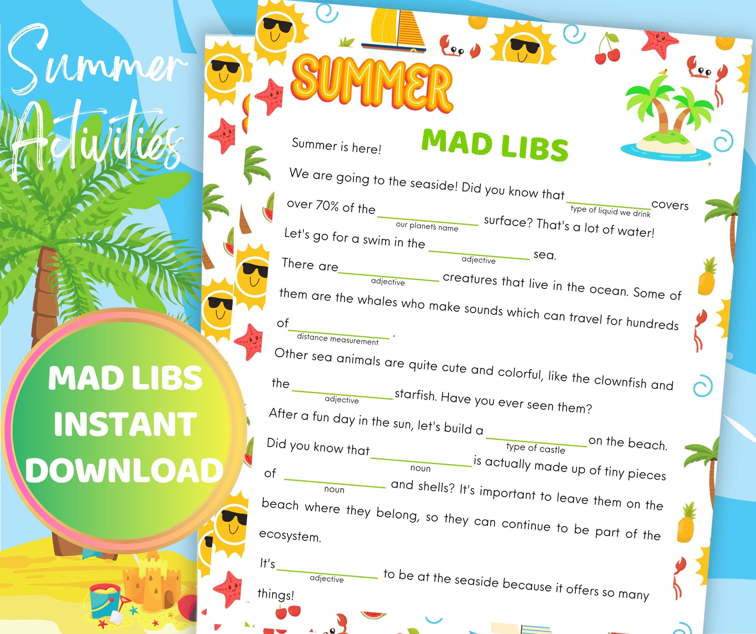 Summer Mad Libs Free Printable - Printable Templates Hub